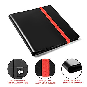 GEAoffice Card Binder, 9 Pockets Trading Card Album Folder, 360 Side Loading Pocket Binder for Sports&Game Cards, MTG and Other TCG, ATCs, Black