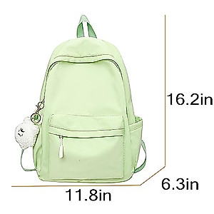 UNICOLD Kawaii Backpack With Cute Accessories Large Capacity Aesthetic Retro Bag (Green)