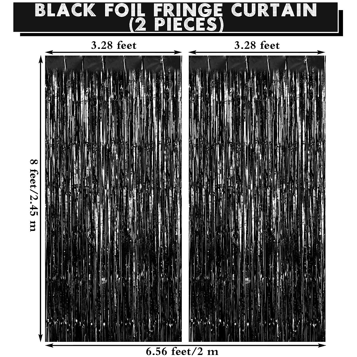 TOTAFAM White Fringe Curtains, Xtra Large Foil Fringe Curtains, Pack of 2 Foil White Backdrop Curtains Party Decorations for Birthday Wedding Bridal Shower Cocktail Christmas New Year Party