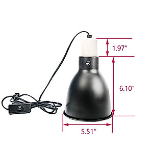 Hamiledyi Reptile Light Fixture 5.5 Inch Deep Dome Lamp Cap Lamp Fixture Optical Reflection Cover for Reptile Glass Terrariums