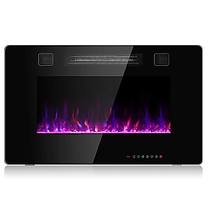 GOFLAME 30 Inch Electric Fireplace Recessed and Wall Mounted, Fireplace Heater in-Wall Built with Remote Control, Timer, Touch Screen, Adjustable Color