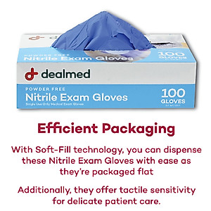 Dealmed Nitrile Medical Exam Gloves, Disposable Latex Free, Large, 1000 ct. (Pack of 10)