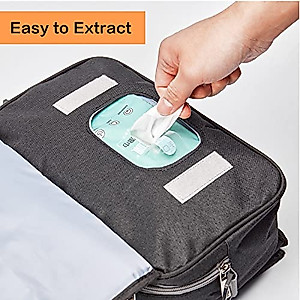 MOMIGO Baby Diaper Caddy Bag with Changing Pad - Waterproof Changing Bag Baby Stroller Bag Nursery Storage Bin for Diapers, Wipes & Toys Mini Diaper Bag for Outdoor（Black