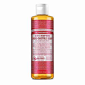 Dr. Bronner's - Pure-Castile Liquid Soap (Rose, 8 ounce) - Made with Organic Oils, 18-in-1 Uses: Face, Body, Hair, Laundry, Pets and Dishes, Concentrated, Vegan, Non-GMO