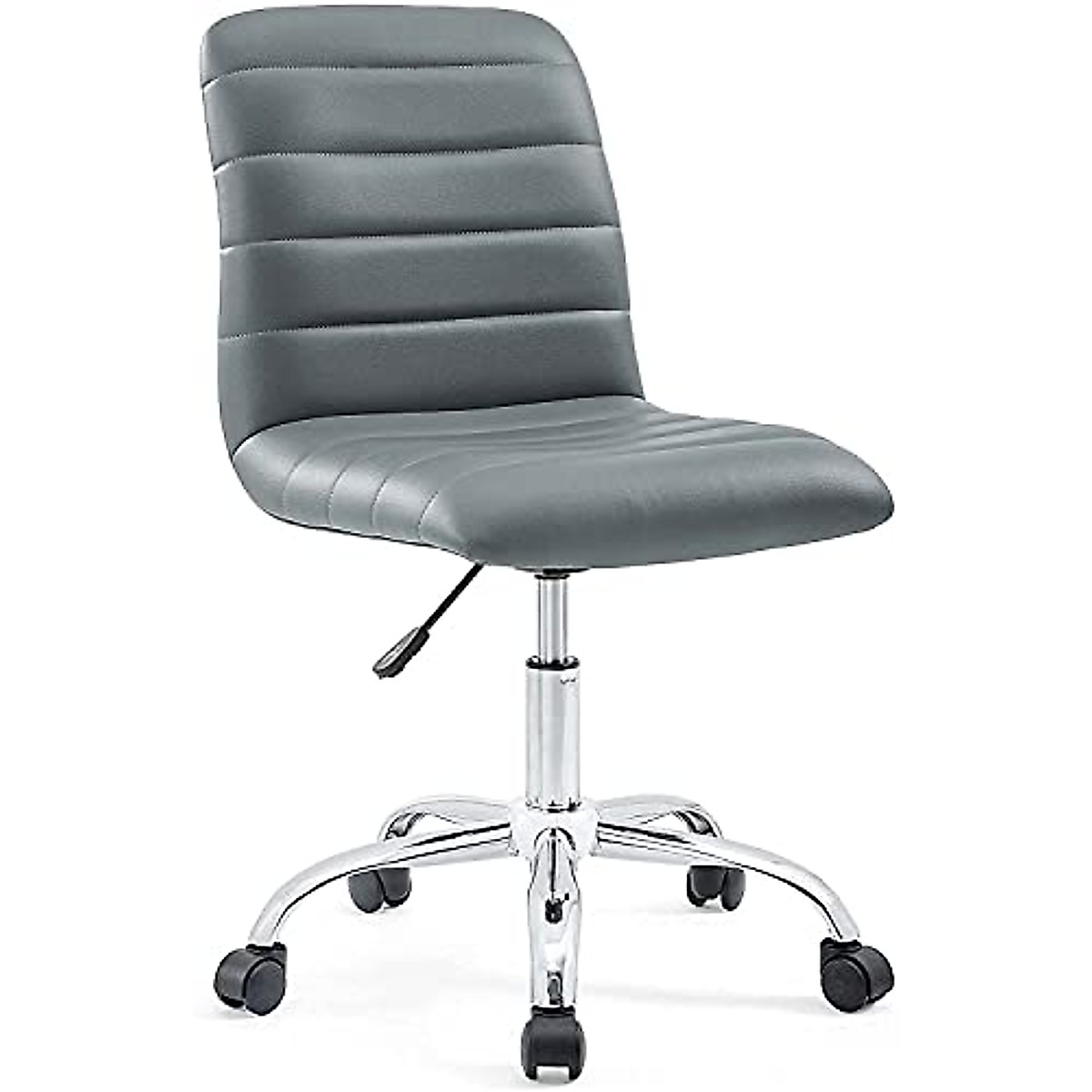 Modway Ripple Ribbed Armless Mid Back Swivel Computer Desk Office Chair In Gray