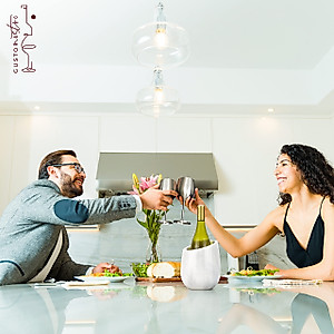 Gusto Nostro Marble Wine Chiller Bucket - 750ml Wine Bottle Cooler and Champagne Chiller for Party, Kitchen, Bar Cart Decor to Chill & Keep Bottles Cold with Unique Wine Lovers Gift Box (White)