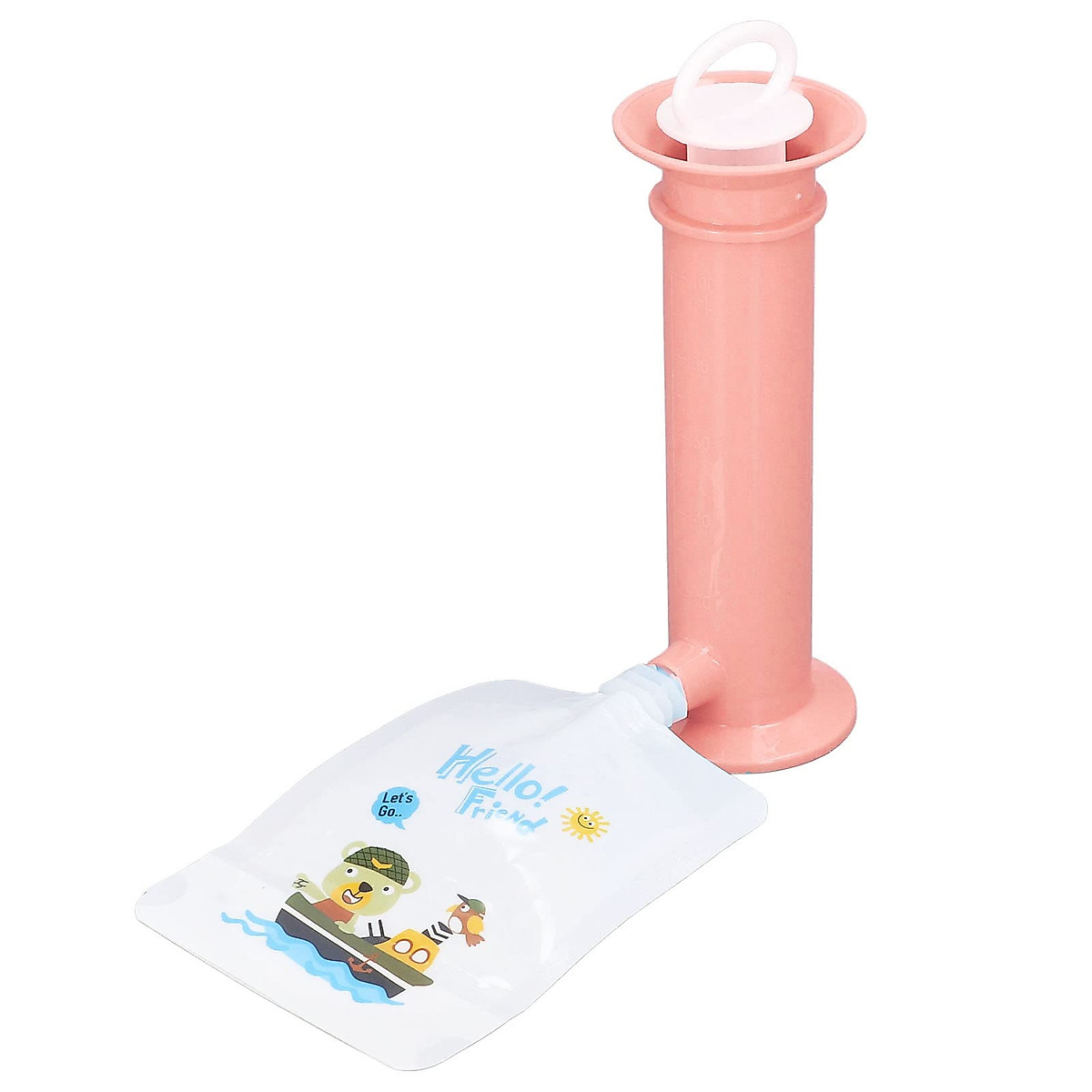 7pcs Set Baby Food Pouch Maker Reusable Pure Color Pouches Toddler Fruit Squeeze Puree Filler for Kids(Pink)