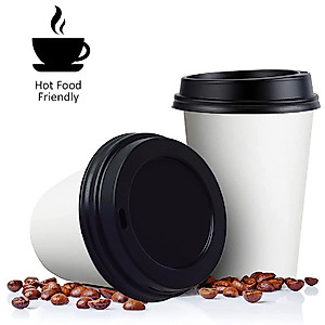 Smygoods Coffee Cup Lids, Dome Lid for Smygoods 10/24 Ounce Cups, Paper cups, Black, 50 Count [No Cups Included]