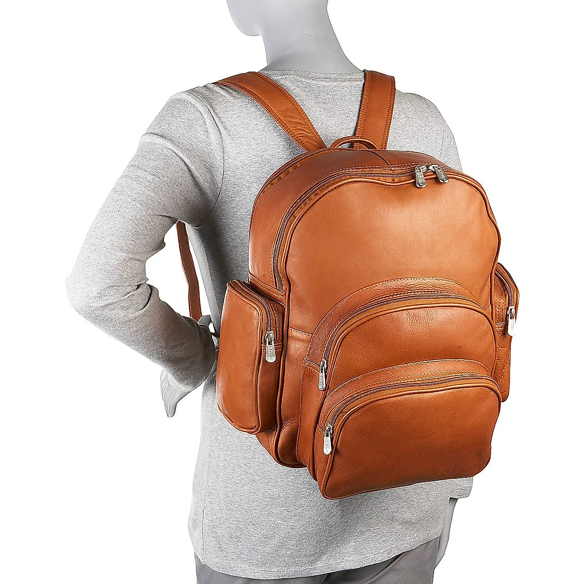 Piel Leather Expandable Backpack, Saddle, One Size