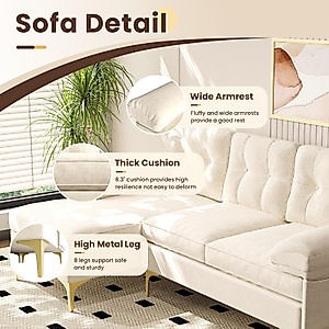 YOUDENOVA 82.7" L Shape Convertible Sectional Sofa, Comfy Chenille Sofa Couch for Living Room with Reversible Chaise, 3-Seat Modern Couch with Removable Cushion for Small Spaces (Beige)