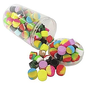 2ML Silicone Containers 100pcs Non-Stick Wax Containers Multi Use Storage Jars Oil Concentrate Bottles Assorted Colors