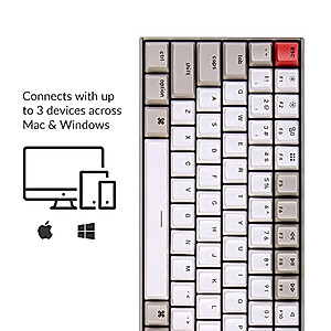 Keychron K2 75% Layout Bluetooth Wireless/USB Wired Mechanical Gaming Keyboard Mechanical Blue Switch, Compact 84 Keys Computer Keyboard for Mac & Windows
