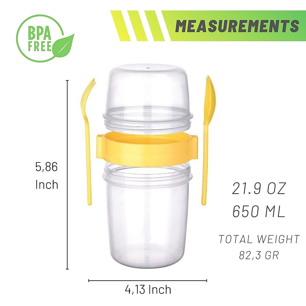 Fairway Finds 4 Pack of 22 oz Yogurt Parfait Cups With Lids Reusable Crunch Cup Portable Cereal Cup Meal Planning Containers Milk Granola Yoghurt Carrying Container Cereal on the go Lids and Spoons