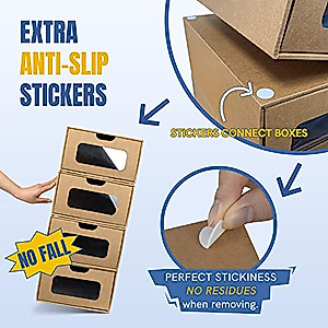 Cardboard Shoe Storage Boxes, 12 pack, Medium(Maximum Size: Men's 10, Women's 12), Stackable Shoe Boxes, Waterproof Cardboard shoe box, Sturdy, Easy to Assemble, Shoe organizer with Transparent Window.
