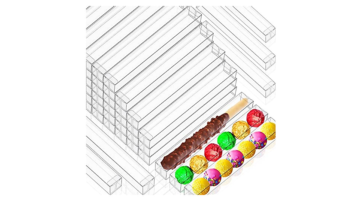 Clear Pretzels Rods Boxes for Weddings & Parties | 40 Pack