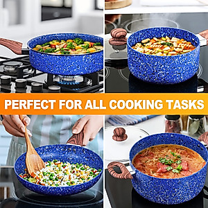 MICHELANGELO Pots and Pans Set 15 Piece with with Non- toxic Stone-Derived Interior, Nonstick Kitchen Cookware Set with Utensils