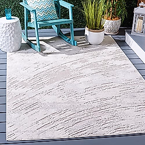 Safavieh Cabana Collection 9' x 12' Grey/Ivory CBN504F Indoor/Outdoor Waterproof Washable Mudroom Backyard Patio Area Rug
