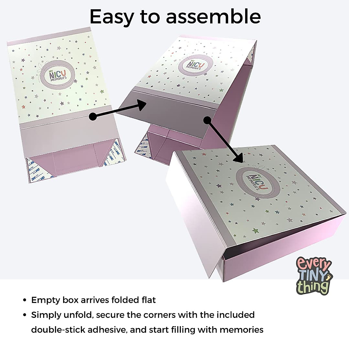 "My NICU Memories" Keepsake Box - Magnet Closure Box for Storing NICU Memorabilia (White, Large)