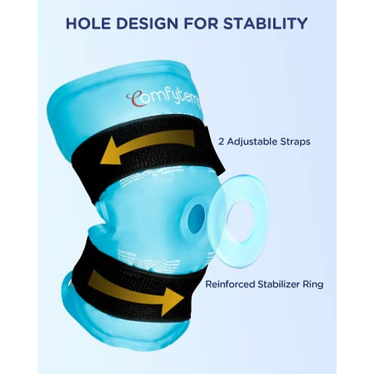 Comfytemp Large Knee Ice Pack Wrap, 2 Packs, XL Ice Pack for Knee Injuries Reusable, Gel Cold Packs Around Entire Knee After Surgery, Cold Compress for Pain Relief, Knee Replacement, FSA HSA Eligible