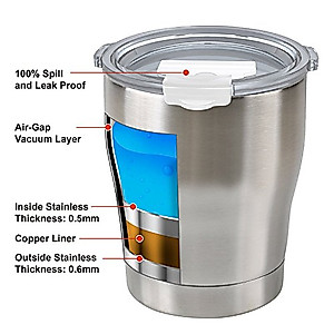 Tahoe Trails 10 oz Stainless Steel Tumbler Vacuum Insulated Double Wall Travel Cup With Lid, Metallic Gray