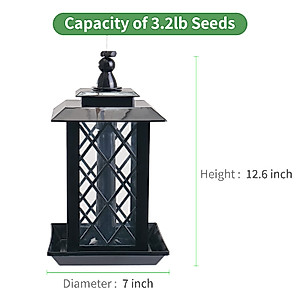 Vivace Large Bird Feeders for Outdoors Hanging Bird Feeder, 3.2lb Capacity Seed Feeder Lantern Wild Bird Feeders for Outside Hanging, Black
