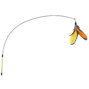 Fashion's Talk Feather Wire Wands Kitten Toys Worm Teaser Wand Cat Toy with Replacement Pack