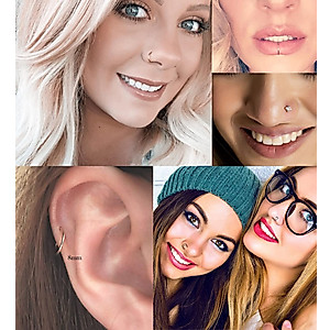 Vegolita 24Pcs 20G Surgical Steel Nose Rings Hoop Nose Studs Tragus Cartilage Earrings Piercing Jewelry 1.5mm 2mm 2.5mm 3mm CZ Gold