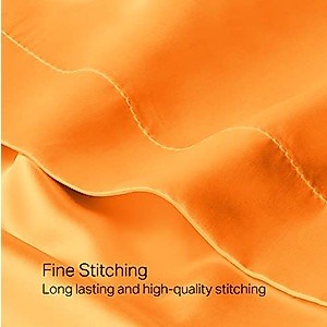 Al Ahmedani Linen Orange Satin Pillowcase for Hair and Skin, Orange Silk Pillow Case Queen Set of 2 with Envelope Closure 20x30 inches