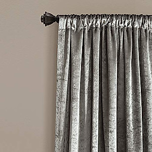 Lush Decor, Silver Velvet Dream Solid Color Luxury Shimmery Window Curtain Panel Set (Pair), 84” x 40
