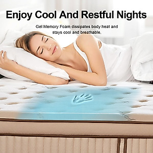 SURLUNKEYS Gel Foam Innerspring Mattress - 14 Inch Queen Mattress for Motion Isolating Pressure Relief, Euro Top Medium Firm Mattress in a Box, Reinforced Edge Support, 120-night Trial