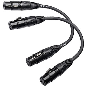 CESS-136 XLR Female to Female 3 Pin Microphone Line/Gender Changer Adapter Cable, 2 Pack