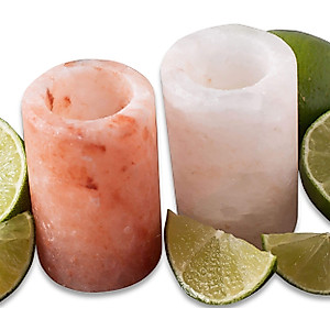 Himalayan Salt Shot Glasses - Pure Food Grade Himalayan Pink Salt - No Fillers or Binders - Handcrafted All Natural Tequila Salt Shot Glasses Set by Cestari (2 pack)
