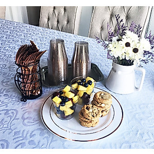 JL Prime 100 Rose Gold Glitter Plastic Cups - 9 Oz Reusable and Recyclable - Elegant Rose Gold Glitter Tumblers for Weddings, Anniversaries, Showers, Parties - Small Drinking Cups