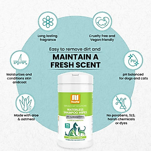 Nootie Waterless Shampoo Wipes for Dogs & Cats - Long Lasting Cucumber Melon Fragrance - Sold in Over 10,000 Vet Clinics and Pet Stores Worldwide, Made in USA - 70 Count