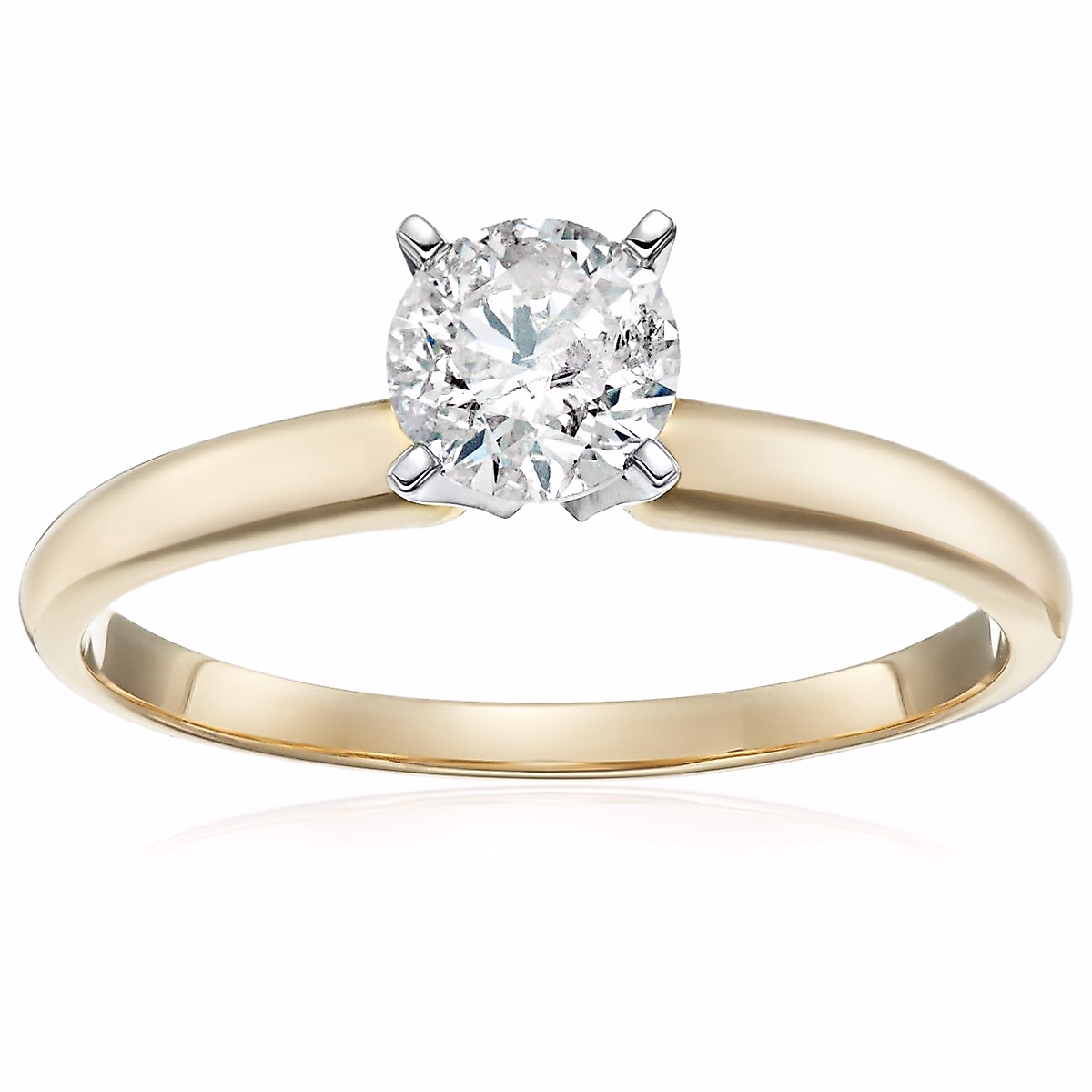 14k Yellow Gold Round Solitaire Diamond Engagement Ring (1/2 cttw, H-I Color, I2-I3 Clarity), Size 8