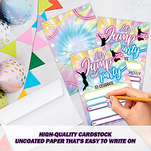 Jump Trampoline Party Birthday Invitations, Bounce House Party Invitations for Boys Girls Kids, Jumping Party Invitations, Jump Party Invites (20 Sets 4" x 6" Cards with Envelopes) - JY565