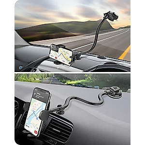 APPS2Car Cell Phone Holder Car Windshield/Dashboard/Window Car Phone Holder Mount Strong Suction Cup Heavy Duty Truck Phone Mount for iPhone Samsung All Cellphones, Thick Case & Big Phone Friendly