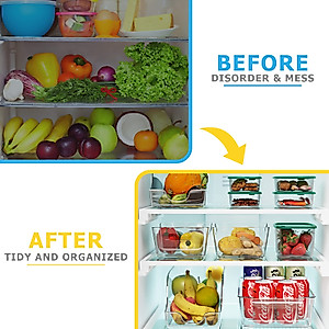 Midyb Nonstick Frying Pan, 8 & 10.2 Inches Cookware Cooking Pan Sets with 11 Refrigerator Organizer Bins Organizers and Storage Clear Plastic Bins for Fridge, Cabinets, Countertops