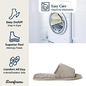 Dearfoams Women's Beatrice Velour Slide Slipper, Pewter, Large