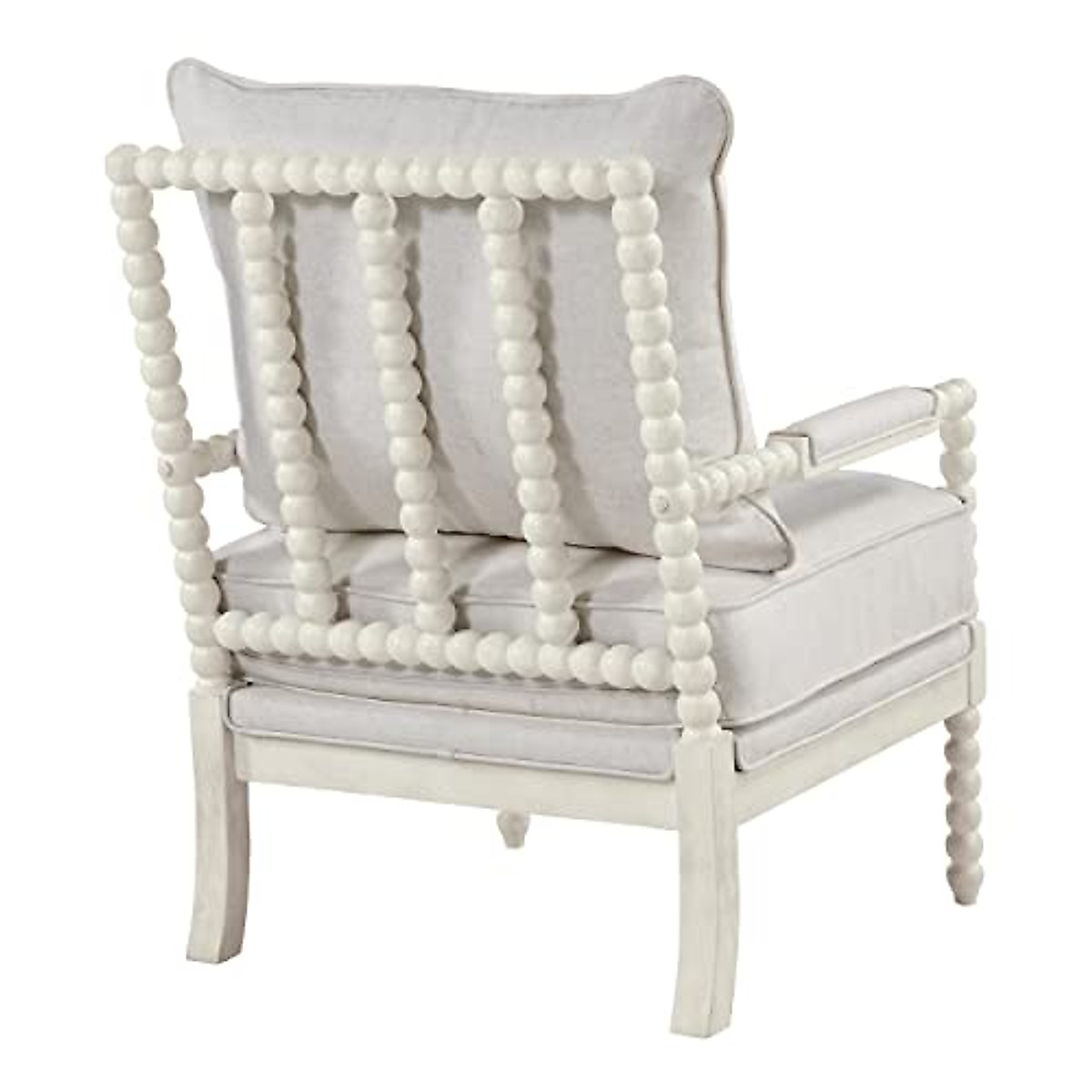 OSP Home Furnishings Kaylee Spindle Accent Chair, 26.5” W x 32.25” D x 37” H, Antique White Frame with White Linen Fabric