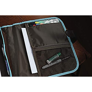 Tri-Fold Bible Cover, Bible Study Organizer, Velcro Closure, Nylon, Brown/Blue, Large