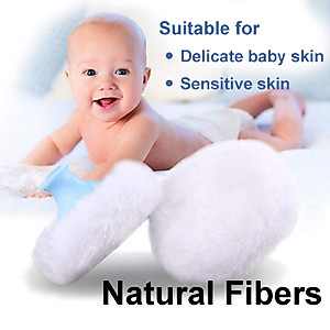 2 Large Fluffy Powder Puff, Body Cosmetic Powder Puff, Soft Face Body Powder Puff for Baby& Kid& Adult (3.2 Inch with Hand Holder, Blue)