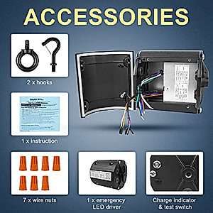 40W LED Emergency Backup Battery for UFO High Bay Light, Suitable for Dimmable Emergency LED Driver, Emergency Time 90 Minutes, AC Input 100-347V Output DC170V, UL Certified 5 Years Warranty (1-Pack)