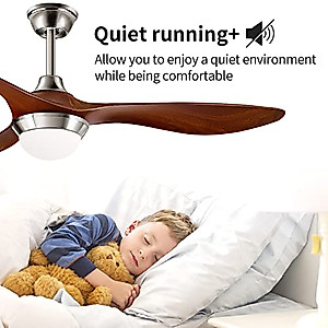 Surtime 52" Modern Ceiling Fans with Light Remote Control, Indoor Outdoor Reversible Ceiling Fan Lamp, Timer Control 6 Wind Speeds Dimmable with Memory Lighting Function for Patios Dining Room(Brown)