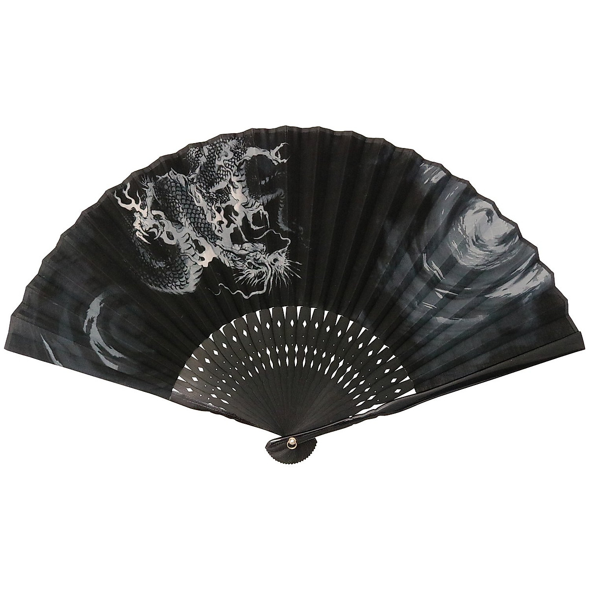 まつみ工芸 Asahi King 136001 Folding Fan Dragon Black