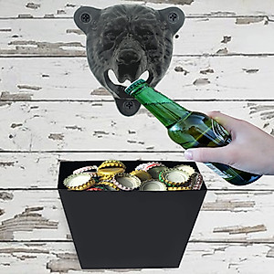 Luwanburg Black Bear Head Cast Iron Bottle Opener Wall Mounted with Cap Catcher Bundle