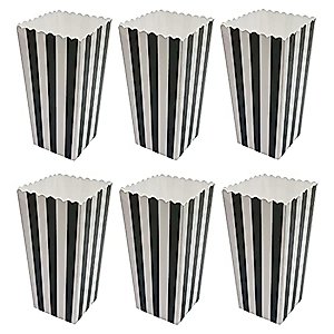 36 Pcs Popcorn Boxes Mini Paper Popcorn Box Cardboard Popcorn Container for Party, White and Black Stripes
