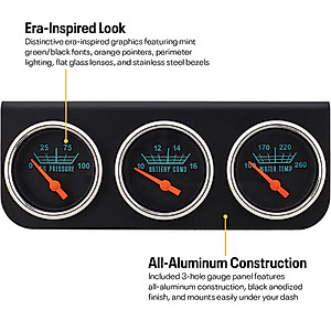 Under Dash 3-Gauge Panel for 1967-72 GM Trucks: Premium Kit with Factory-Matched Styling, Includes Volt, Oil Pressure & Coolant Temperature Gauges, LED Perimeter Lighting