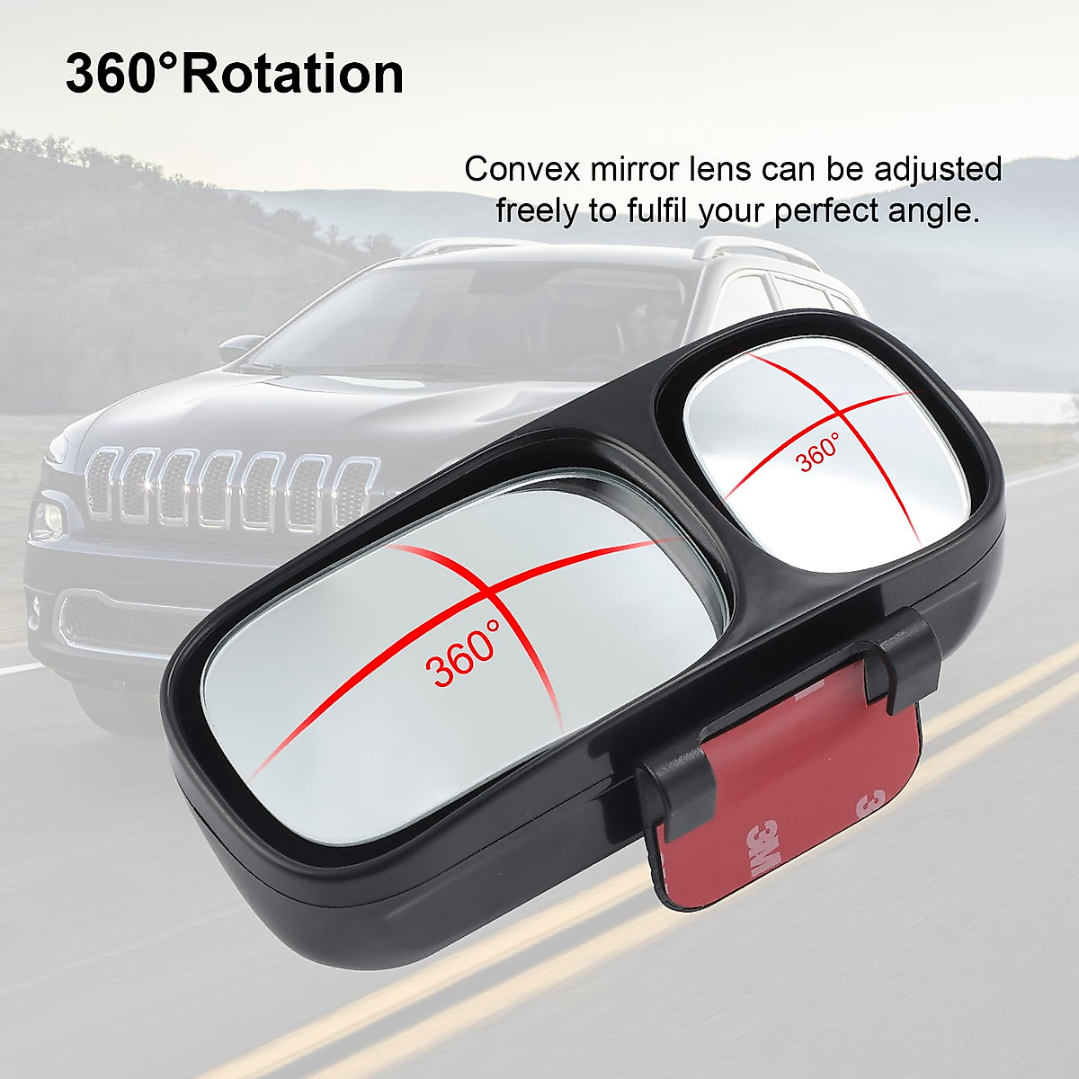 LivTee Blind Spot Mirror, Double Adjustable Mounted Blindspot Mirror HD Glass Wide Angle View, Side Rearview Mirror Universal, Left