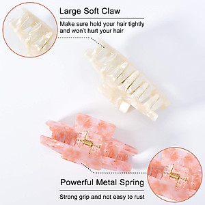 Big Claw Tortoise Banana Pink French Celluloid Leopard Print Clips for Women's & Girls' Thick and Thin Hair - 3.3 Inch, Strong Hold, 2 Color Options (2 Packs)